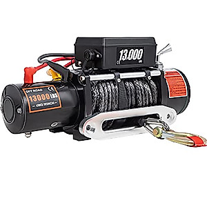 VEVOR Electric Winch 13000lb Load Capacity Truck Winch Compatible with Jeep Truck SUV 65ft/20m Synthetic Rope 12V Power Winch with Wireless Remote Control, Powerful Motor for ATV UTV Off Road Trailer