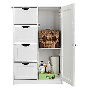 Nightstand Bedside Table Drawer Cabinet 4 Drawer Dresser Shelf Cabinet Storage Home Bedroom Living Room Furniture White Bathroom Storage Cabinet Lightweight Space-saving Easy To Move Storage Tower Dre