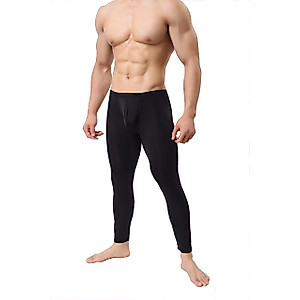IYUNYI Mens Thin Ice Silk Compression Baselayer Thermal Long Johns Underwear Black