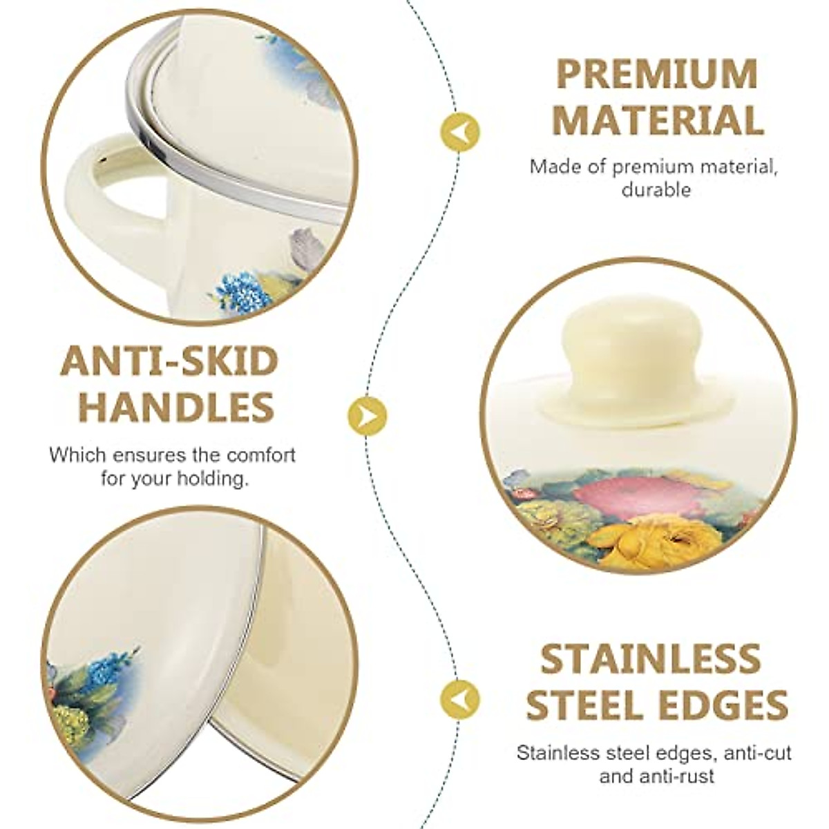 UPKOCH Enamel Stockpot Soup Stock Pot with Lid Kitchen Binaural Stockpot Home Cooking Utensil Udon Bowl Asian Noodles Bowl Sara Bowl