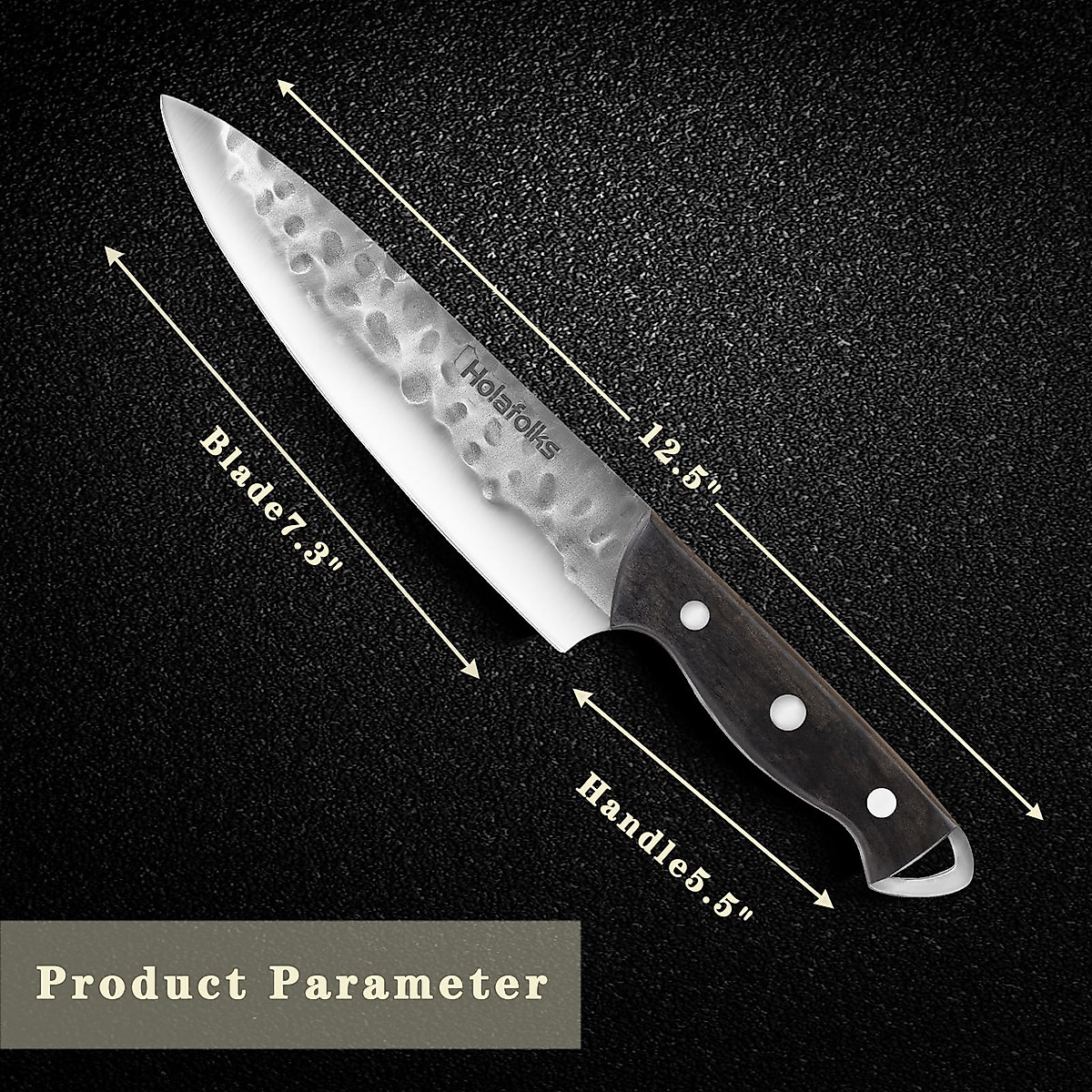 HolaFolks Chef Knife, 8 Inch Professional Kitchen Knife High Carbon Stainless Steel Butcher Knife Ultra-Sharp Boning Knife with Ergonomic Handle Gift Box Home Restaurant