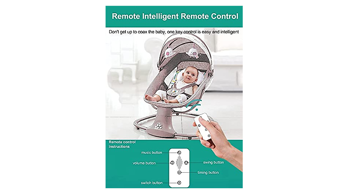 Motorized Baby Swing & Rocker w/ Remote, Bluetooth & Music