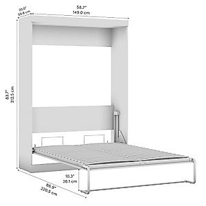 Bestar Nebula 59W Full Murphy Bed in Bark Gray, Sleeping Arrangement for Multipurpose Room