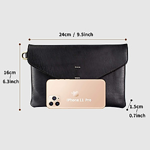Ancicraft Wristlet for Women Leather Purse Wallet Envelope Clutch Handbags Black