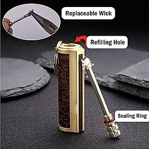 4 PCS Dragon’s Breath Immortal Lighter, Metal Keychain Flint Matchstick Kerosene Refillable Lighter, Waterproof Keychain Lighter for Emergency Survival Mountaineering Camping Hiking