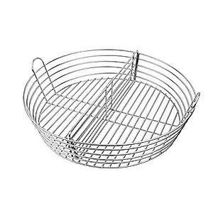 Mydracas Lump Charcoal Fire Basket with Divider Big Green Egg Accessories Ash Basket Stainless Steel Charcoal Basket for XLarge Big Green Egg(with Divider)