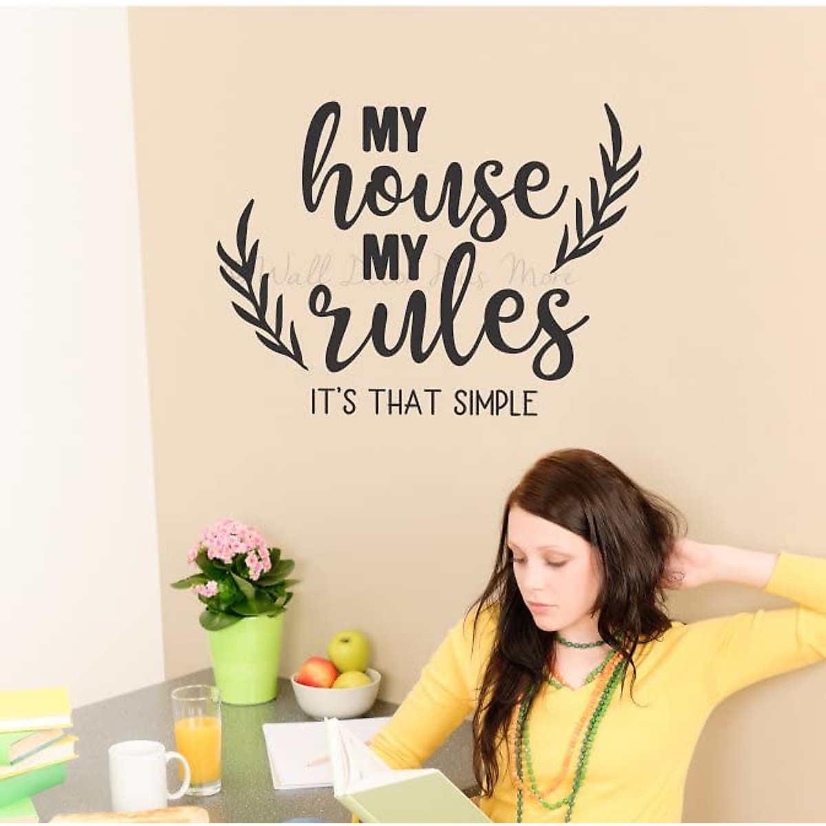 House Rules Decal for Walls Inspirational Wall Quote Family Room Decor Lettering Removable Sticker Made in The USA