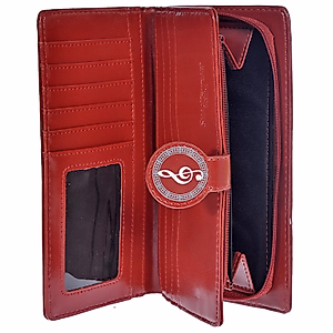 Shag Wear Piano Symphony Large Wallet for Women and Teen Girls Vegan Faux Leather Red 7"
