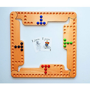 Udderly Awesome Jokers and Marbles Wooden Board Game | 2-8 Player Marble Board Game Setup | Also Known as Pegs and Jokers | A Holiday and Family Favorite Wooden Board Game