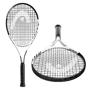 HEAD Geo Speed Adult Tennis Racket - Pre-Strung Head Light Balance 27.5 Inch Racquet - 4 3/8 In Grip, Black/White