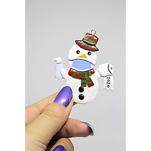 Quarantine Christmas Ornament 2020 Snowman | Face Mask Hand Sanitizer Covid Christmas Tree Ornaments