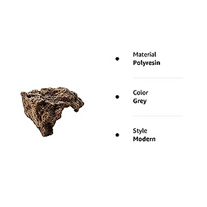 RunXF Reptile Simulation Rock Hideouts Cave Amphibian Hides Resin Habitat Decor Shelter for Gecko Leopard Lizards Toad Turtle (Large), grey