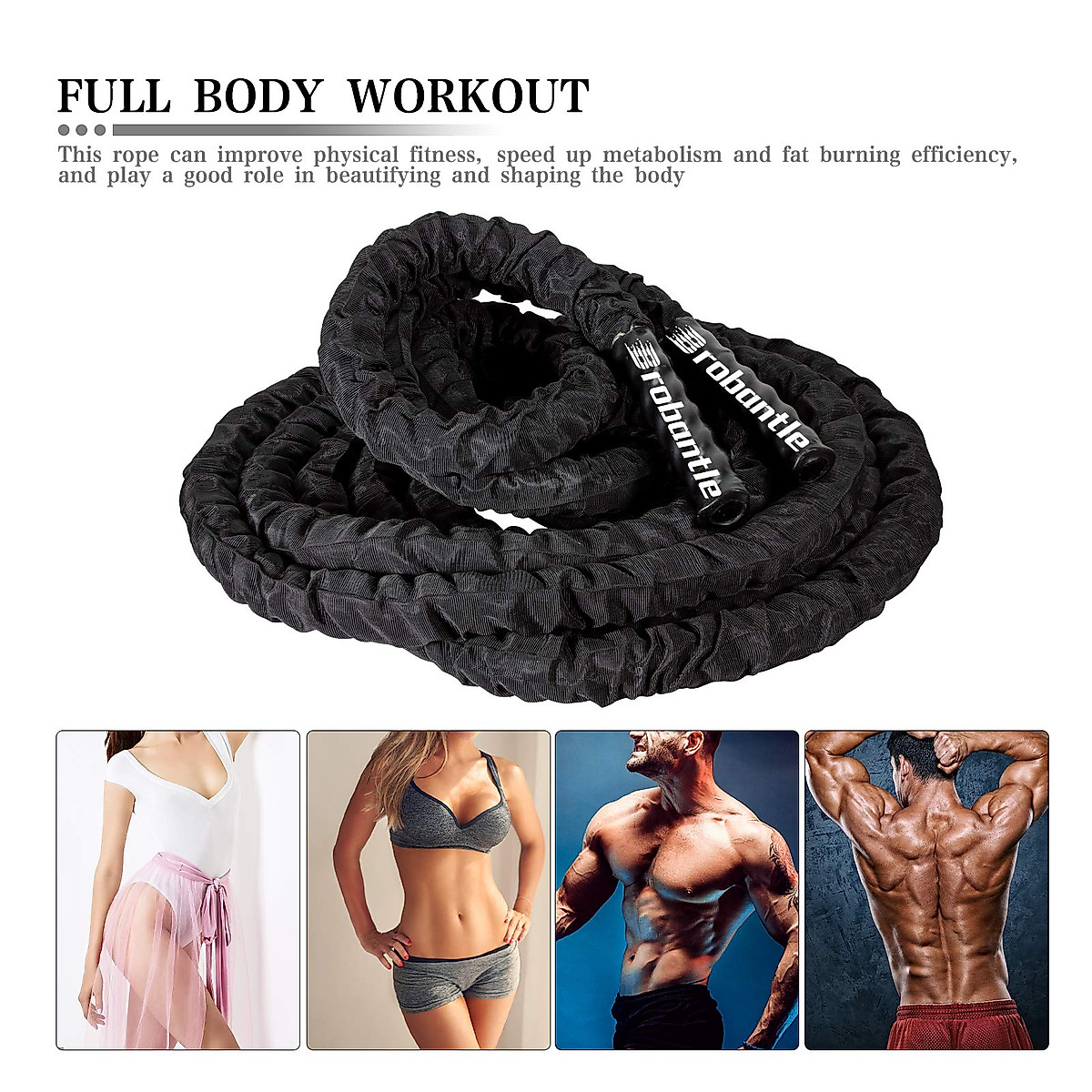 Battle Rope 30FT Battle Rope for Exercise Workout Rope Exercise Rope Battle Ropes for Home Gym Heavy Ropes for Exercise Training Ropes for Working Out Weighted Workout Rope (1.5 Inch 30 FT)