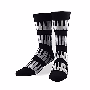 Crazy Socks, Unisex, Graphic, Piano Keys, Crew Socks, Novelty Silly Fun Cute