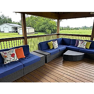 Sqodok Patio Cushion Covers 24x24 inch, Waterproof Outdoor Cushion Covers Replacement 4Pack Patio Cushion Slicovers for Sectional Sofa, Wicker Chair, Blue