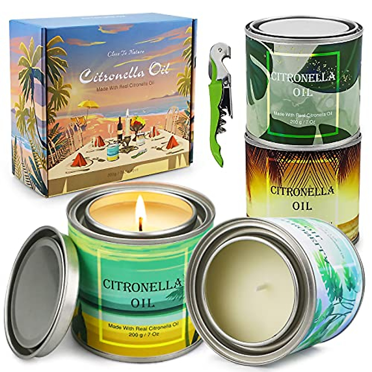 Citronella Candles Outdoor, 4 Pack 28oz Citronella Candles Outdoor Indoor, Suit for Candles for Home Scented, Fresh Citronella Oil for Bedroom Kitchen Garden Patio Balcony Indoor Outdoor
