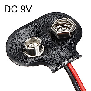uxcell 3pcs DC 9V Battery Clip T-Type Buckle Connector Faux Leather Housing Lead Wire 12cm Long