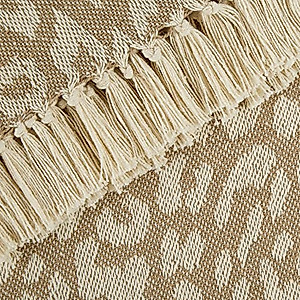 DII Bold Eclectic Leopard Woven Throw, 50x60, Tan with White Spots