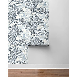 Surface Style - Peel and Stick Wallpaper, Scenic Wallpaper for Bedroom, Powder Room, Kitchen, Self Adhesive, Vinyl, 30.75 Sq Ft Coverage (Serene Scenes Collection, Sapphire)