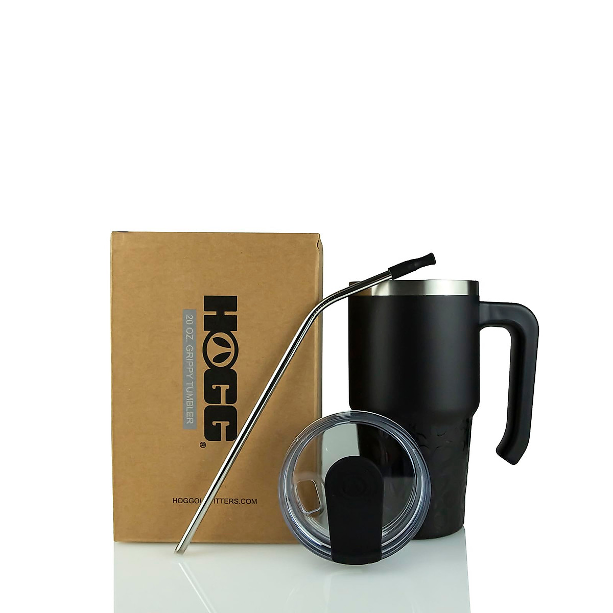 Hogg 20oz Grippy Tumbler with Removable Handle, Lid, and Stainless Steel Straw, DIY, Customizable, Double Wall Insulated Tumblers (Black Cheetah Bottom)