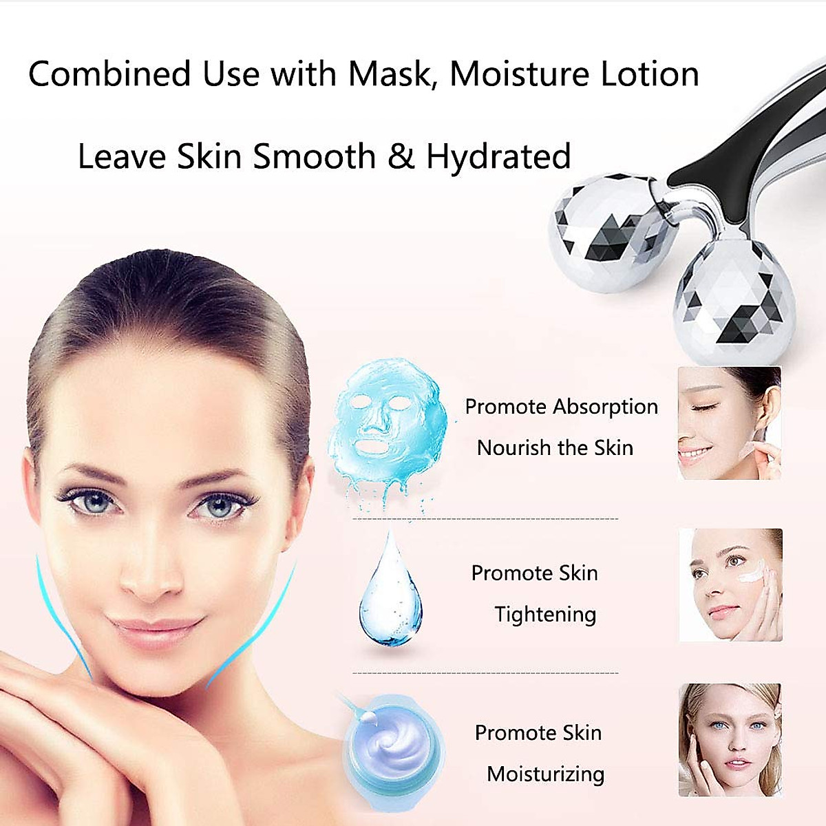 SUPANT V Facial Roller Massager, Reduce Wrinkles in Neck and Eyes, Massage for Lymphatic Drainage, Face Lifting, Reduce Puffiness, Skin Tightening & Collagen Production, Clear Toxins