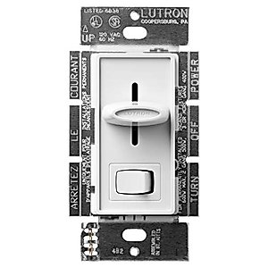 Lutron Skylark Preset Dimmer Switch, 600-Watt, Single-Pole, S-600P-WH, White