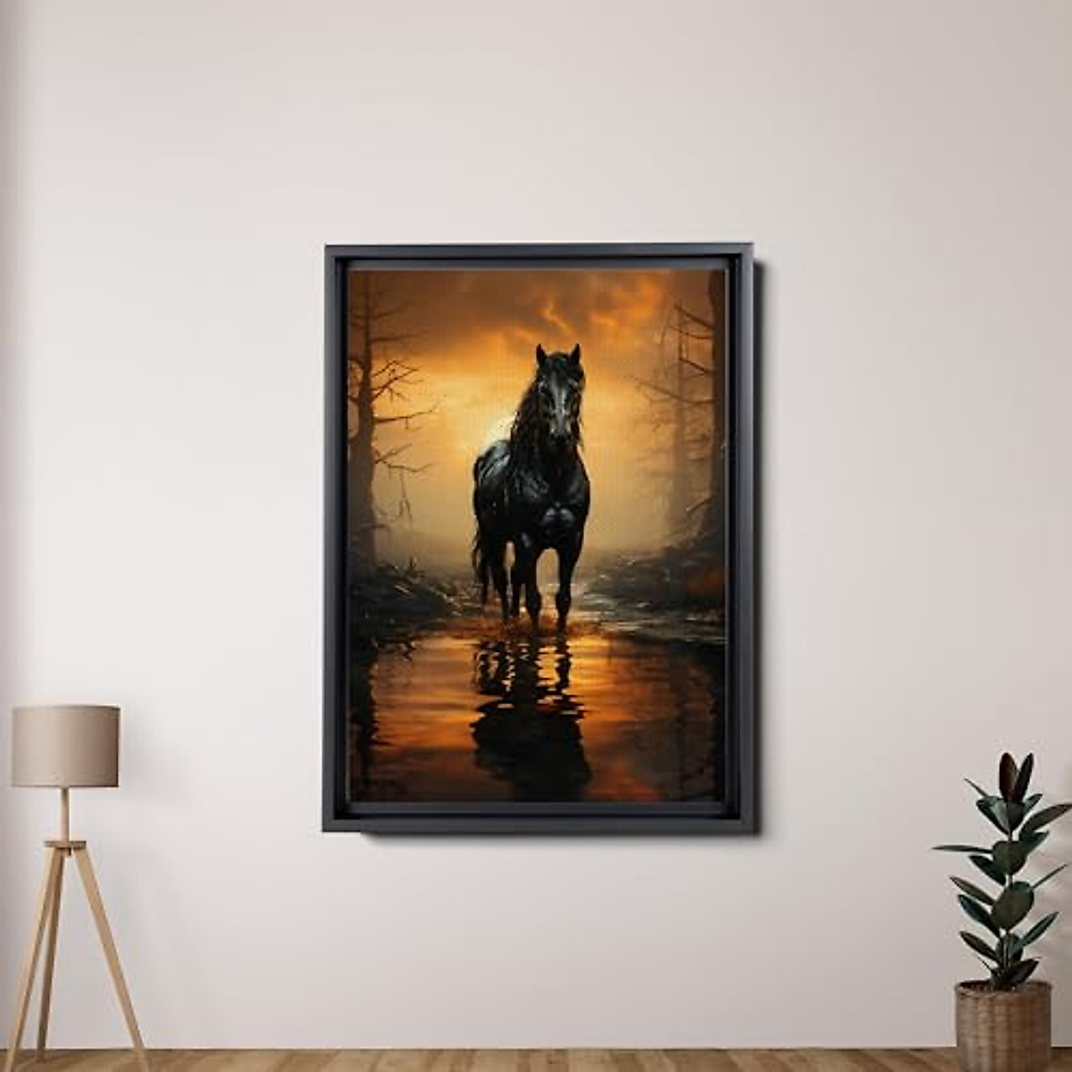 Majestic Black Stallion Galloping In The Clouds, Black Horse On Salt Flats, Canvas Print, Black Horse Print, Black Horse Wall Art, Wall Art, Home Decor