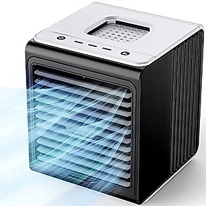 Mini Air Conditioner, 7" Air Conditioners Portable for Room w/3 Speeds, USB Powered Air Cooler Fan & Humidifier for Personal Space, Evaporative Air Cooler for Camping Bedroom Desktop Office Table Car