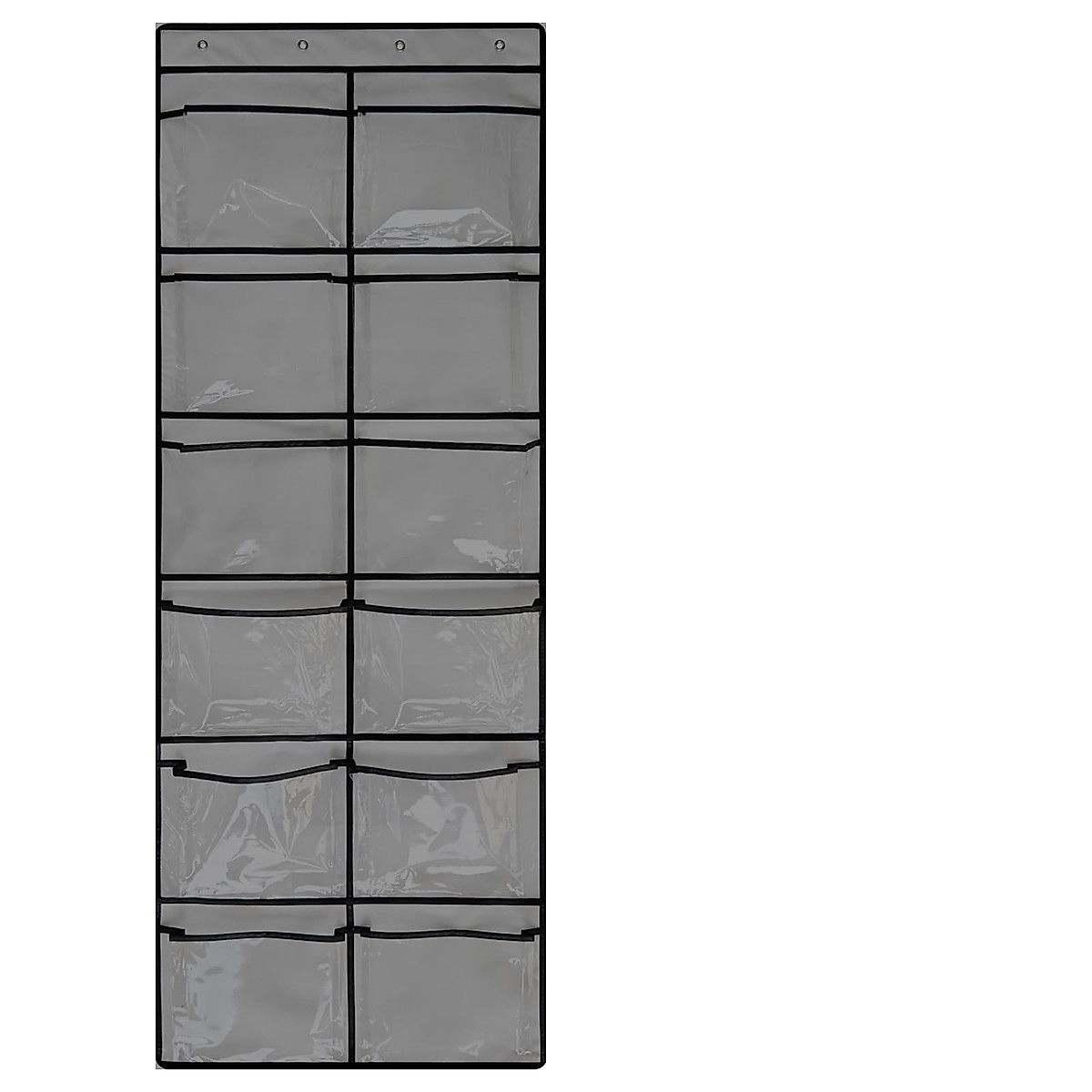 Breathable Mesh Pocket Over the Door Hanging Shoe Organizer, Closet Shoe Organizer, Large Men's and Women's Shoe Organizer, Hanging Over the Door Shoe Organizer,12 Pocket,Grey