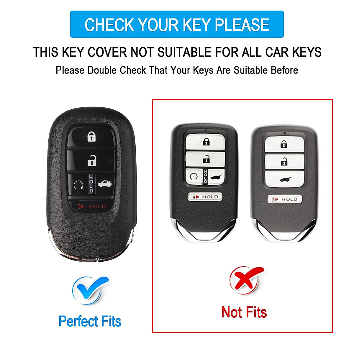 QBUC for Honda Key Fob Cover, Soft TPU Car Key Case Protector with Leather Keychain Compatible with Honda Accord Civic HR-V CR-V Pilot Odyssey Smart Remote Key