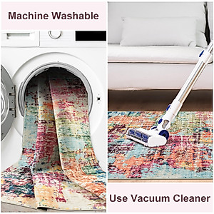 Beeiva Abstract Machine Washable Area Rug, Modern Washable 8 x 10 Area Rugs for Living Room Non Slip, Multicolor Rug Foldable Large Rugs for Living Room Bedroom Dining Room Office