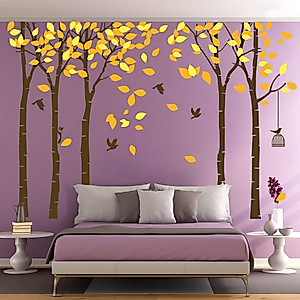 264 X 180cm Large Jungle Tree Wall Decals Cartoon Big Family Forest Tree Wall Stickers DIY Removable Green Leaves Fly Birds Wall Murals Decor for Kid Bedroom Nursery Living Room Office Home Decoration