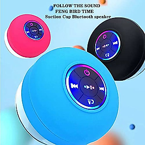 BESTLA Upgrade LED Light Mini Bluetooth Speaker, Portable Outdoor Shower Speaker, Built-in Microphone, Black