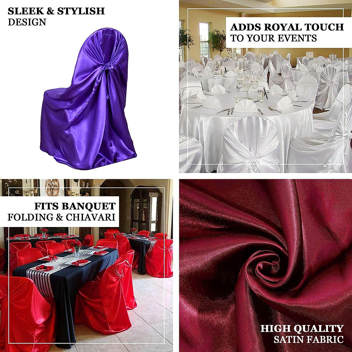 Tableclothsfactory Blush Silky Satin Universal Chair Covers Fits All Type of Chairs Event Dinning Slipcover for Wedding Party Banquet