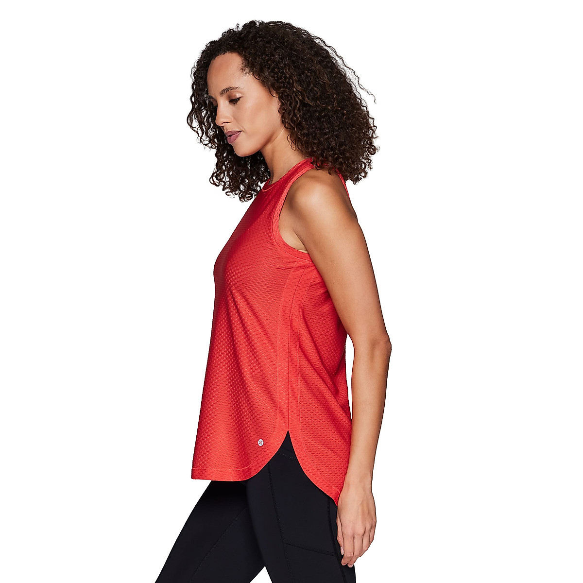 RBX Women's Mesh Tank Top Breathable Keyhole Running Tank Jacquard Mesh Dark Coral M