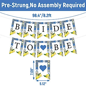 Blue Tiles Lemons Bridal Shower Decorations - Bride to Be Banner, Mediterranean Bridal Shower Bunting Banner, Italy Amalfi Coast Bridal Shower Banner