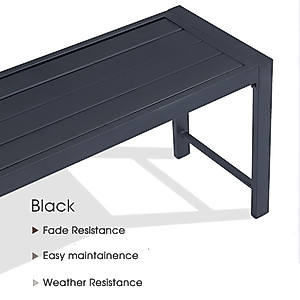 VICLLAX Outdoor Garden Backless Bench, Patio Metal Bench Steel Frame for Front Porch, Lawn, Balcony, Backyard and Deck, Black
