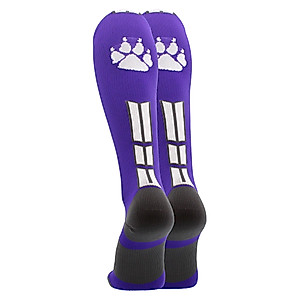 MadSportsStuff Wild Paw Over the Calf Socks (Purple/White/Graphite, Small)