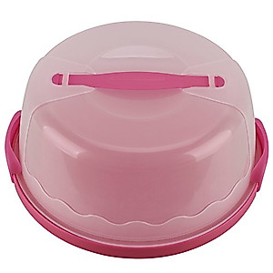 HelloCupcake Portable Cake and Cupcake Carrier / Storage Container - 10.4" Diameter (Inside Cover), Translucent Dome - Perfect for Transporting Cakes, Cupcakes, Pies, or Other Desserts (Fuchsia)