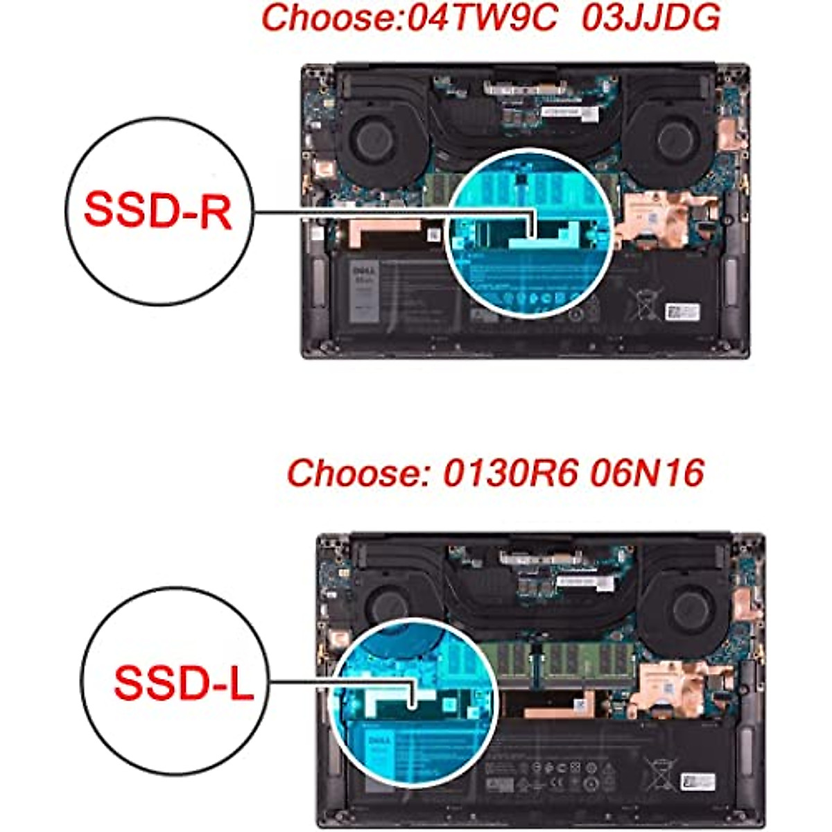 Slot 2 M.2 SSD Hard Drive Heatsink Cover with Thermal for Dell XPS 15 9520 9510 9500, Dell XPS 15 9520 9510 SSD Heatsink P/N: 04TW9C 4TW9C 3JJDG 03JJDG, for SSD-R