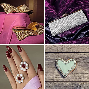 Articyard 5700 Half Pearls for Crafts - Flatback Pearls/Jewels Pearls for DIY Accessory, Art and Fashion Projects - Neatly Organized Craft Pearls for Artists and Creative People (AB White)