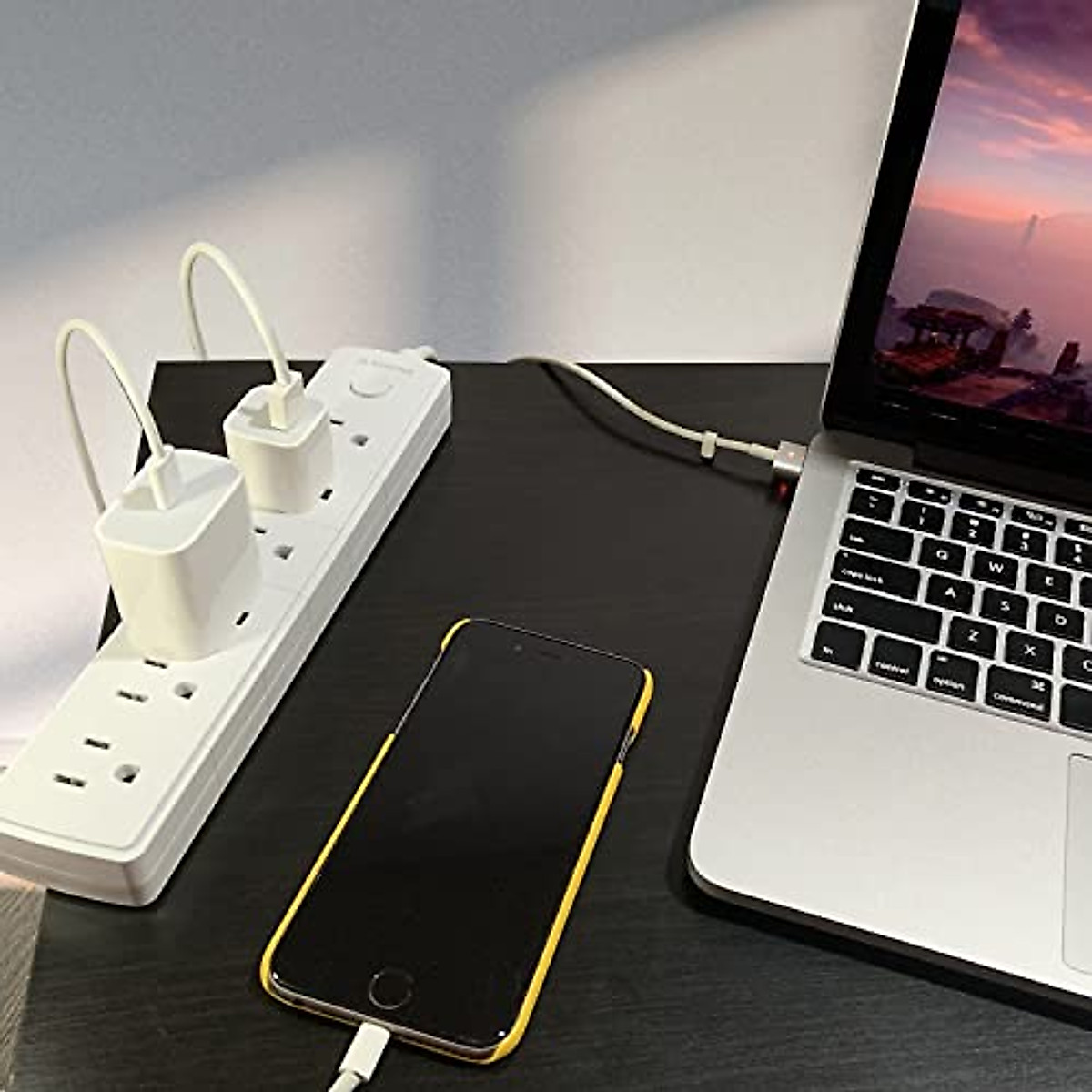 Power Strip with 6 Feet ZLMHONE Mountable Flat Plug Power Strip with 6 Outlets for Home, Office, Dorm