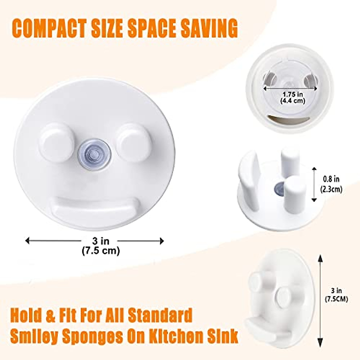 BIHAIT Sponge Holder, Sponge Caddy Suction Sponge Holder, Sponge Organizer for Kitchen,Bathroom Sink, Self Draining, Dishwasher Safe for Holding Smiley Sponges(No Sponges Included), White(2-Pack)