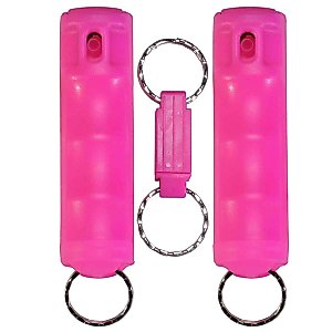 VEXOR Pepper Spray Gel—Police Strength—Flip-Top Grip—Rose Case & Finger Grip—Quick Release Key Ring—20+ Shots—10-12 Ft. Range (2 Pack)