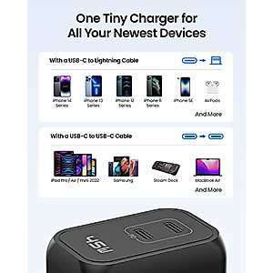 45W USB C Super Fast Charger, INIU I622 PD PPS Foldable Dual USB C Wall Charger Supports Super Fast Charging for Samsung S23 Ultra/S23/S22/S21/S20/Note, MacBook Air, Steam Deck, iPhone 14, iPad