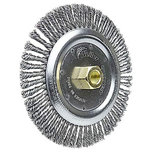 Weiler 09000 Roughneck 7" Root Pass Weld Cleaning Brush, .020" Steel Wire Fill, 5/8"-11 Unc Nut, Made in the USA, 56 Knots