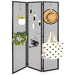 Displays2go Metal Mesh Display Screen, Three Panels, 45" W x 72" H, Iron Mesh Retail - Black (SMMMFSD)