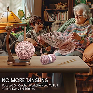 Wooden Yarn Holder for Crocheting, Upgrade Larger Size & Magnetic, Rotating Pendulum Yarn Ball Dispenser Stand, Yarn Spinner as Surprise Gift for Knitting Lovers (Walnut)