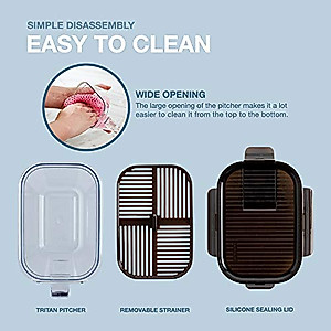 LocknLock Fridge Door Water Jug Pitcher with Handle BPA Free Tritan with Flip Top Lid Perfect for Making Teas and Juices, 2.2 Quarts/70 Ounce, Black,ABF739