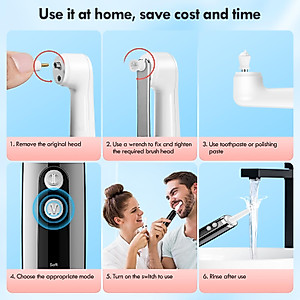 Pelzzle Rechargeable Tooth Polisher Kit for Daily Cleaning, Whitening and Polishing, Electric Dental Teeth Polisher with LED Light, 5 Brush Heads, 5 Speed Modes, Waterproof